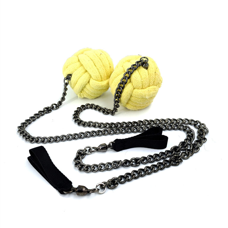 Monkey Fist Fire Poi with Chains and Double-Loop Handles - Flow DNA